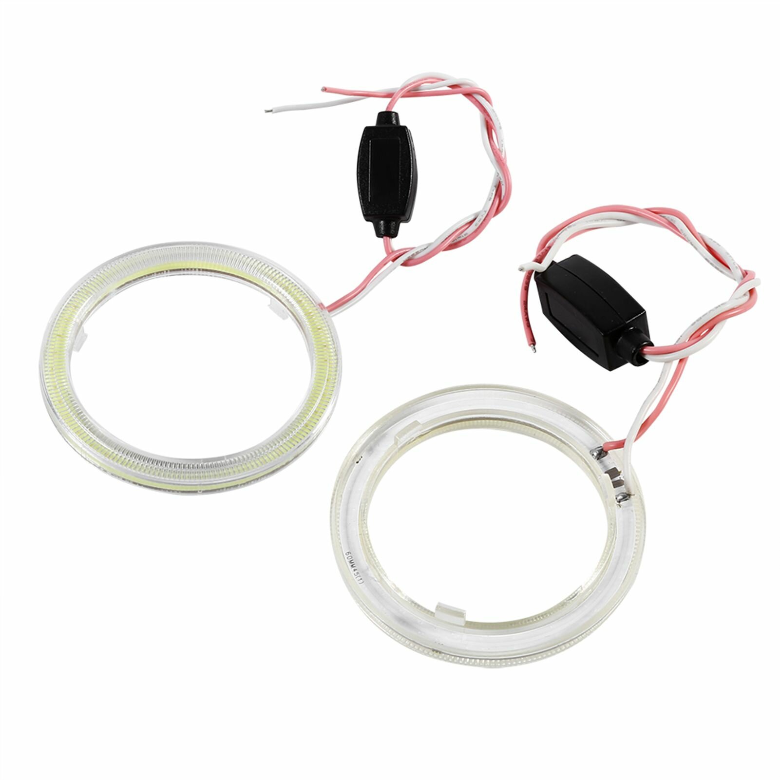 Ангельские глазки COB 60 мм для автомобильной фары, белые LED-кольца, комплект 2 шт, 12 В, пластик