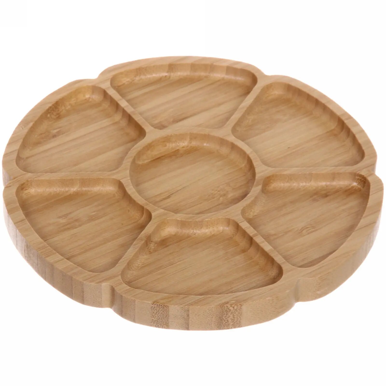 Менажница бамбуковая «SHEF» 19см, 7 секций для закусок и фруктов