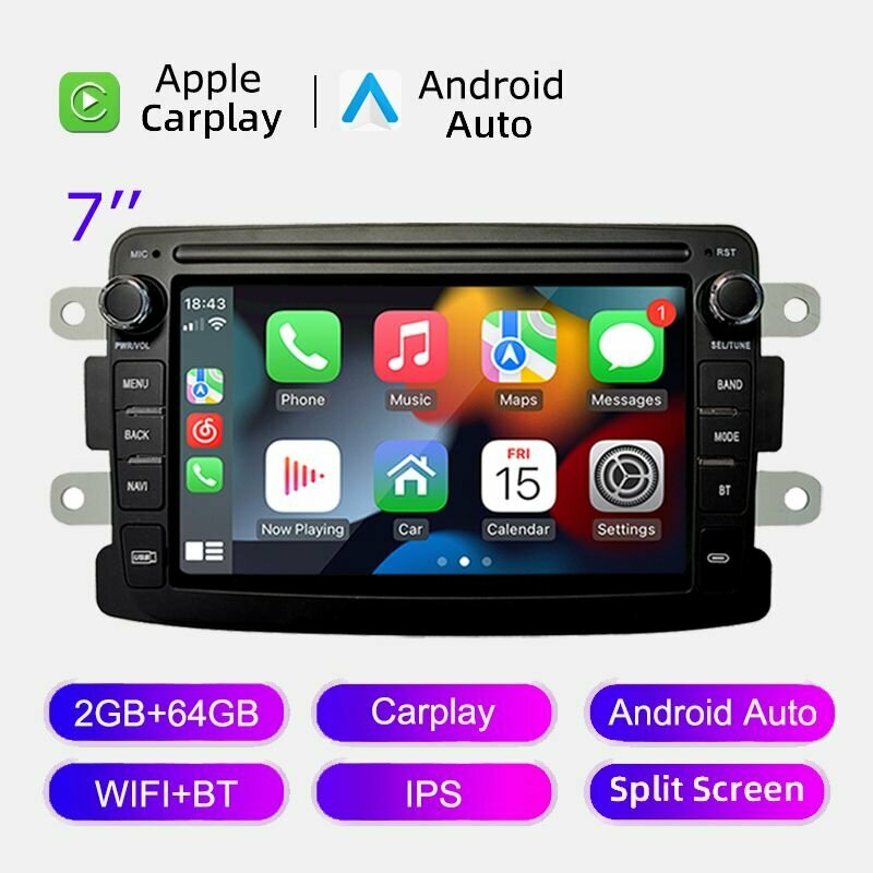 Автомагнитола 2 din для Renault Dacia Duster Logan Sandero Lodgy,2GB / 64GB,4 ядерный процессор, магнитола Dacia