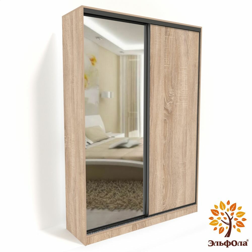 Шкаф-купе ЭльфОла "Гранд" 180*45*240 см, дуб сонома, профиль черный