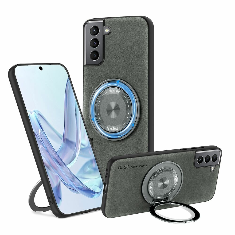 Чехол на Самсунг Галакси С21 с поддержкой MagSafe/ магсейф для Samsung Galaxy S21 для использования магнитных аксессуаров, противоударный, вращающееся на 360металлическое кольцо