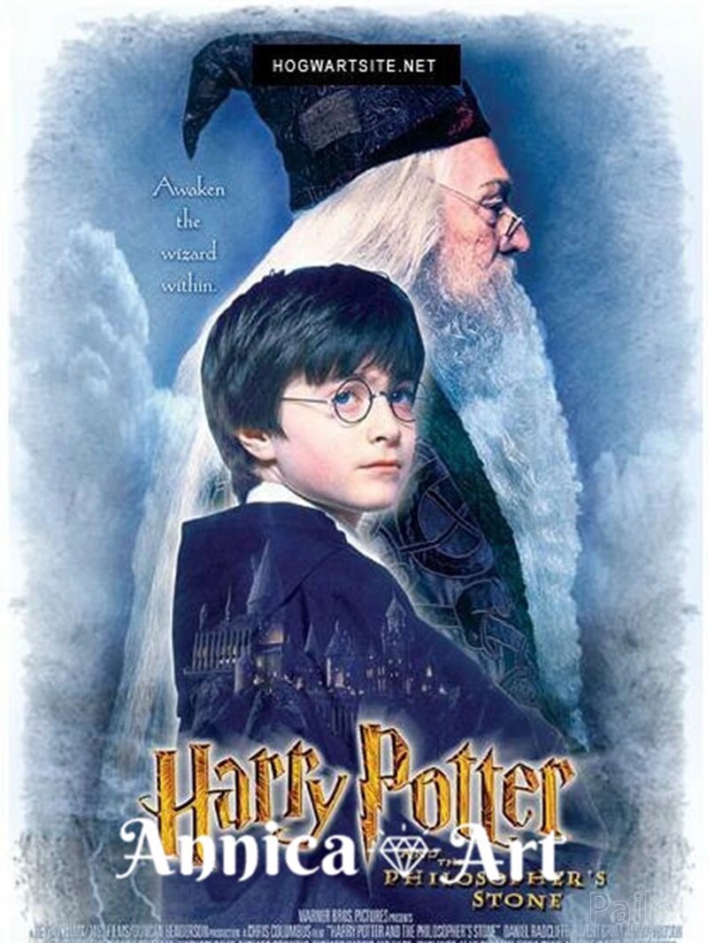 Алмазная мозаика на подрамнике "Гарри Поттер" круглые бриллианты 40х50см