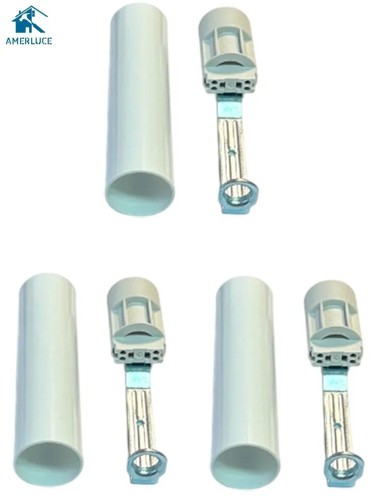 Патрон свеча "стакан без оплыва" для люстры в сборе, 100 мм, белый, Е14, 3 шт