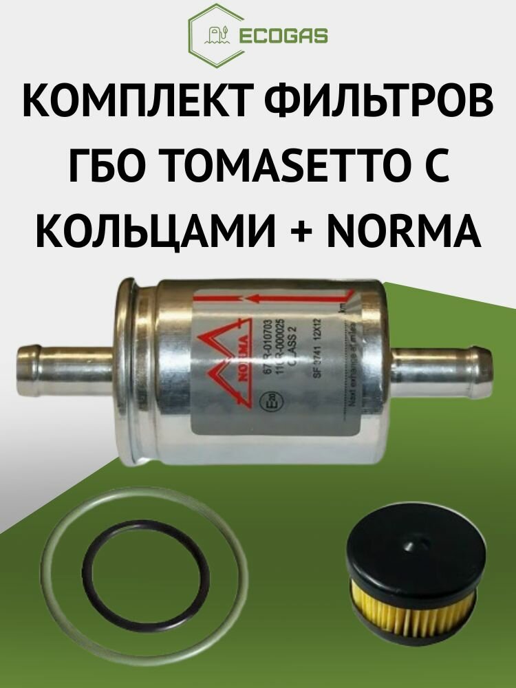 Комплект фильтров грубой и тонкой очистки ГБО TOMASETTO с кольцами (пластик) + NORMA 12/12 (1 комплект)