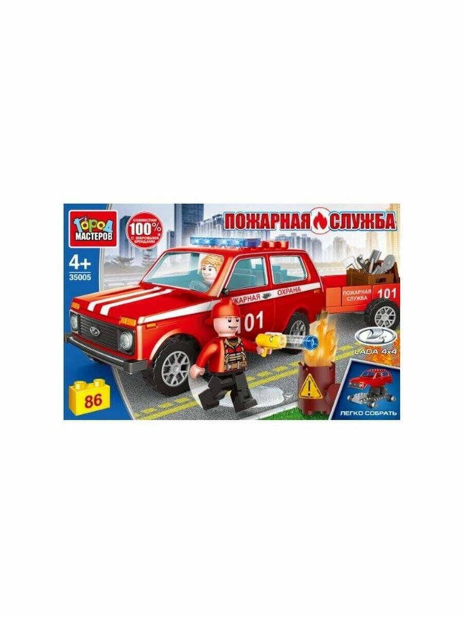 Конструктор Город Мастеров "Lada 4х4", Пожарная служба, 38 деталей, легко собрать