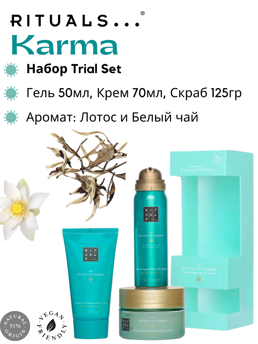 Подарочный набор косметики для ухода RITUALS "Karma" с сладким цветочным ароматом священного лотоса и белого чая