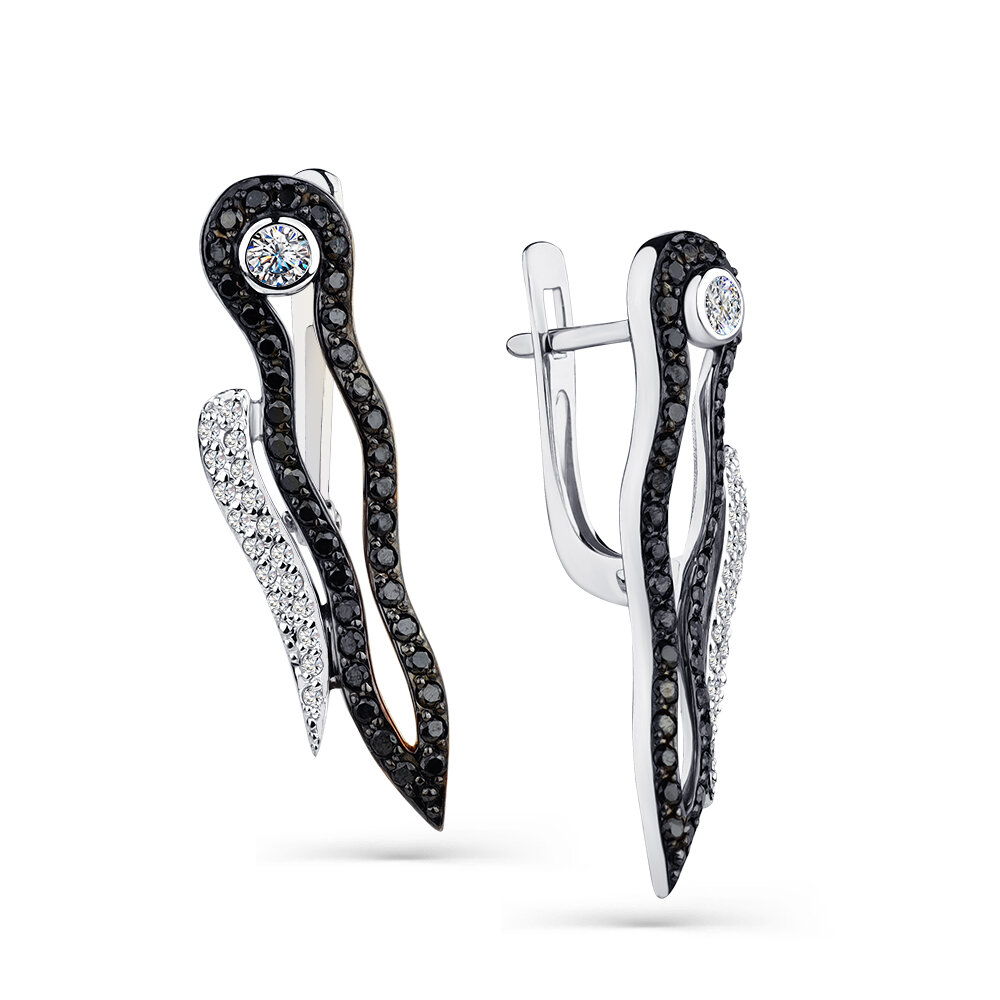 Серьги, белое золото, 585 проба, бриллиант