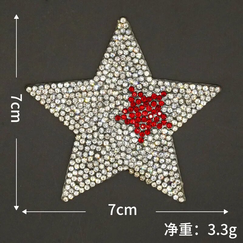 Стразы для одежды в виде звезды, 7см, 3.3г, Цвет: star