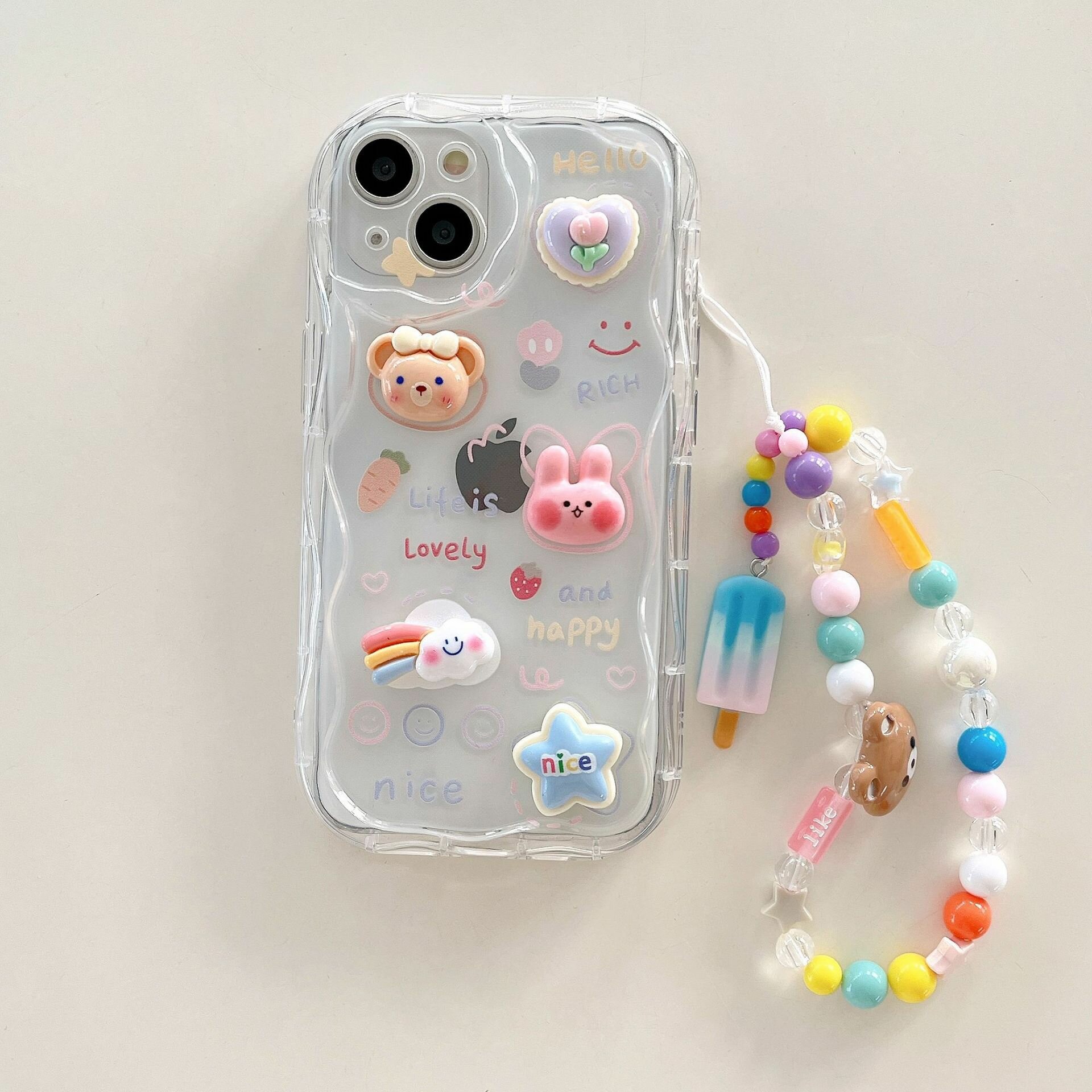 Цепочка для мобильного телефона "Браслет для мороженого", с подвеской в виде смайлика