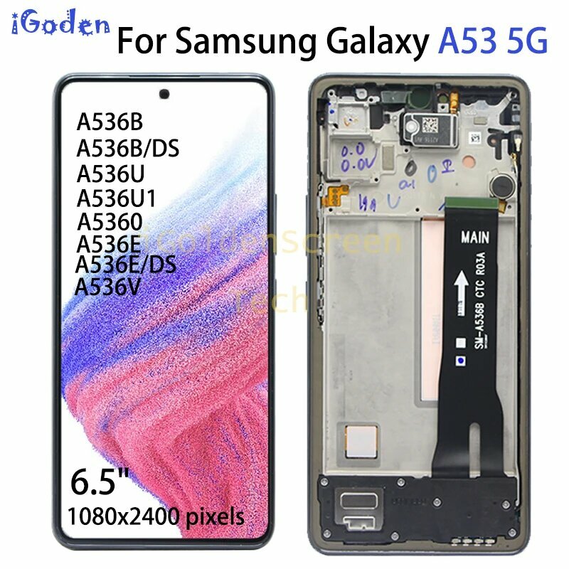Amoled для Samsung Galaxy A53 5G ЖК-дисплей A536U, панель дисплея, стеклянный Black no frame