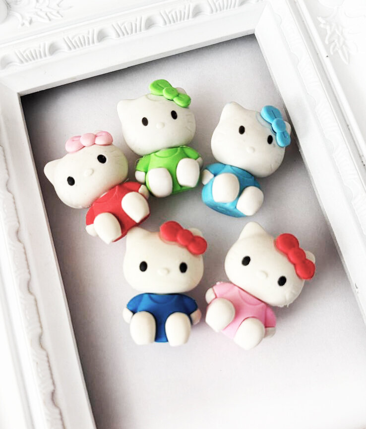 Набор - Резиновые ластики Hello Kitty, размер: 4х2,6 см, 5 штук
