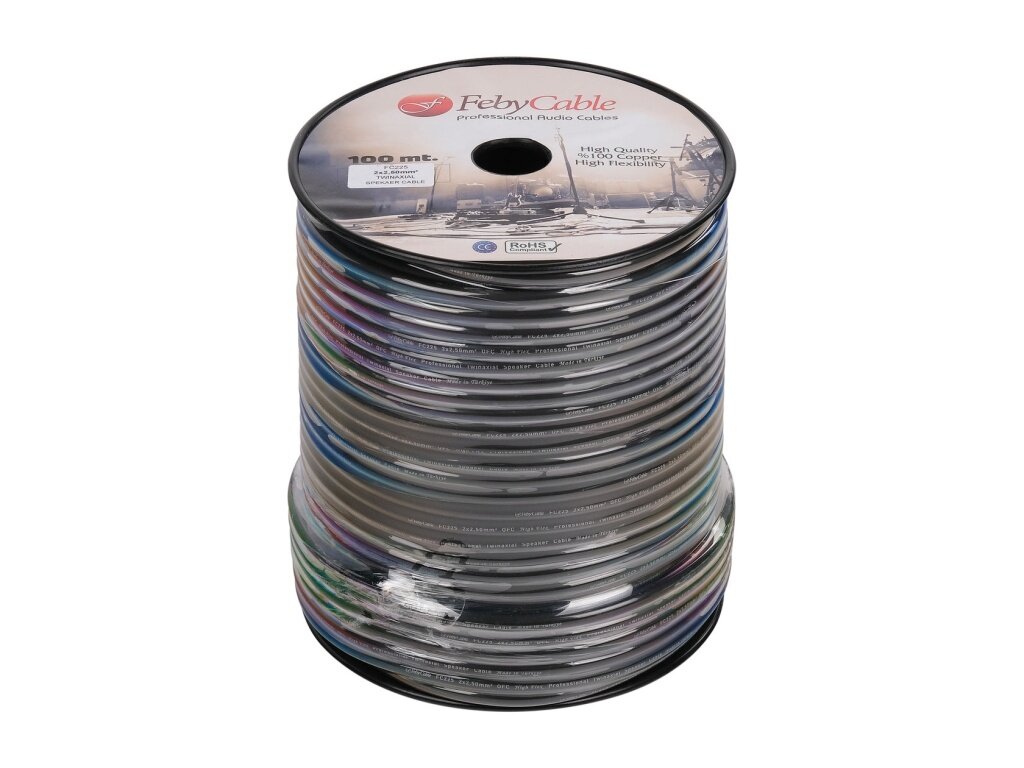 FC225BK-50 Кабель акустический, черный, 50м, Feby Cable