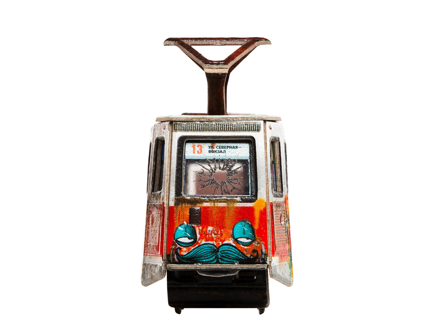 Городской трамвай СССР (красный). Сборная модель из картона от бренда "Умная бумага". Арт. 799-2