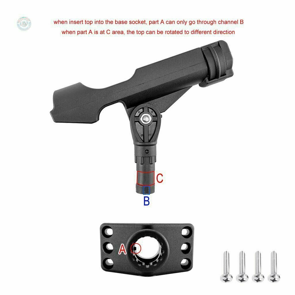 Держатель удилища и спиннинга с быстросъемным креплением и вращением на 360 градусов, черный, прочный пластик для надежной фиксации