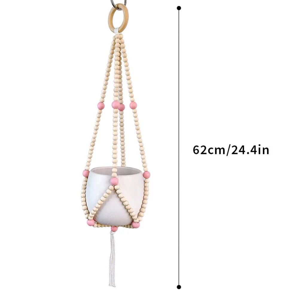 Подвесная корзина для растений, макраме, деревянная