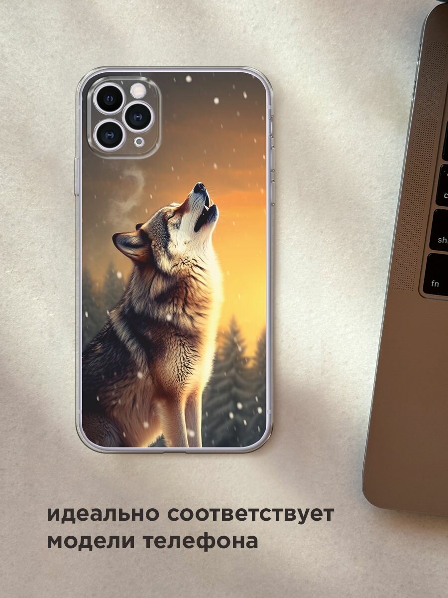 Чехол на Apple iPhone 11 Pro / Айфон 11 Про с принтом "Воющий волк" — фото 1