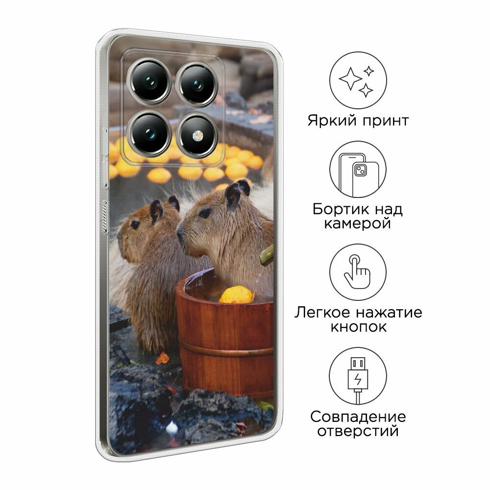 Чехол на Xiaomi 14T / Сяоми 14T с принтом "Капибары отмокают" — фото 1