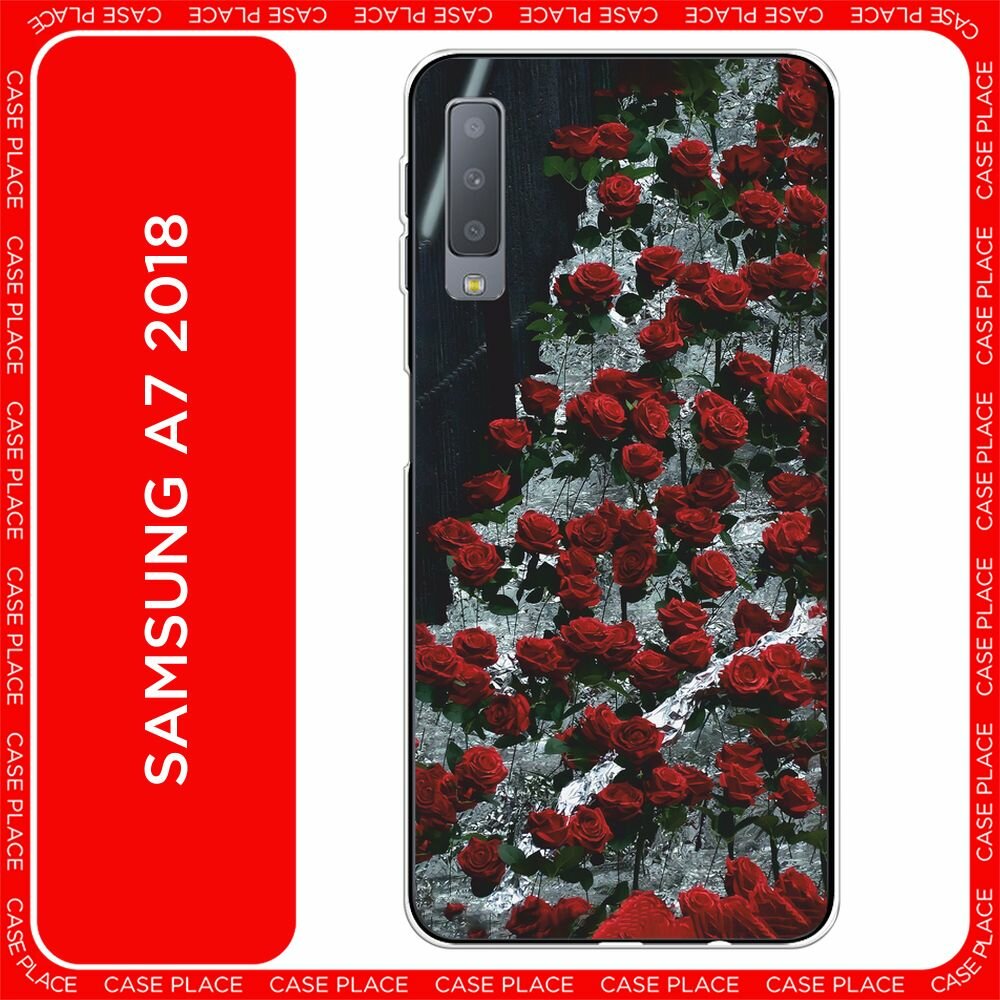 Чехол на Samsung Galaxy A7 2018 / Самсунг Галакси А7 2018 с принтом Цветущие алые розы