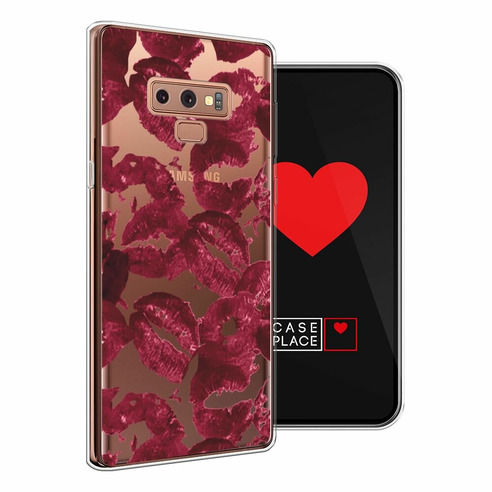 Чехол на Samsung Galaxy Note 9 / Самсунг Галакси Нот 9 с принтом "Помада паттерн 2", прозрачный — фото 1