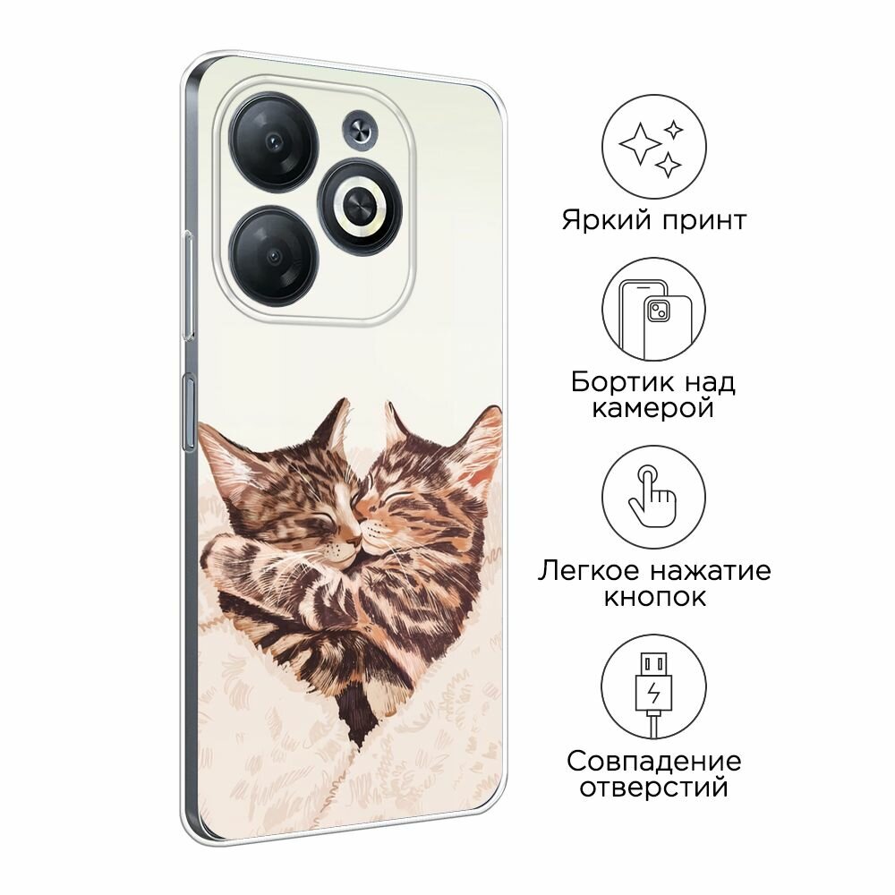 Чехол на Infinix Smart 8/8 HD/HOT 40i / Инфиникс Смарт 8/8 HD/HOT 40i с принтом "Влюбленные котейки - 14 февраля" — фото 1