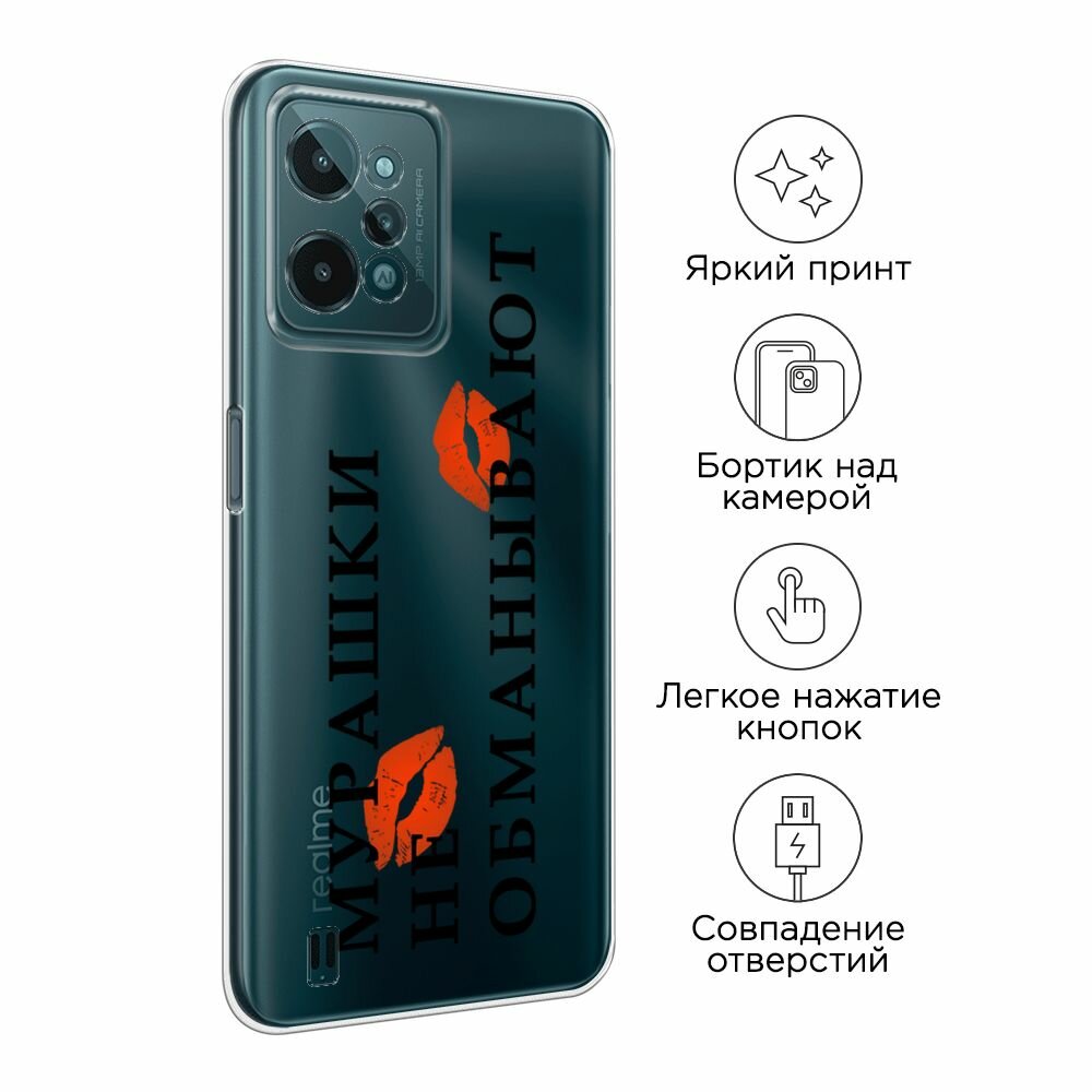 Чехол на Realme C31 / Реалми C31 с принтом "Мурашки не обманывают 1 - 14 февраля", прозрачный — фото 1