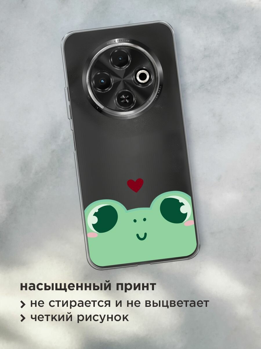 Чехол на Tecno Spark 30C / Текно Спарк 30C с принтом "Влюблённая лягушка - 14 февраля", прозрачный — фото 1