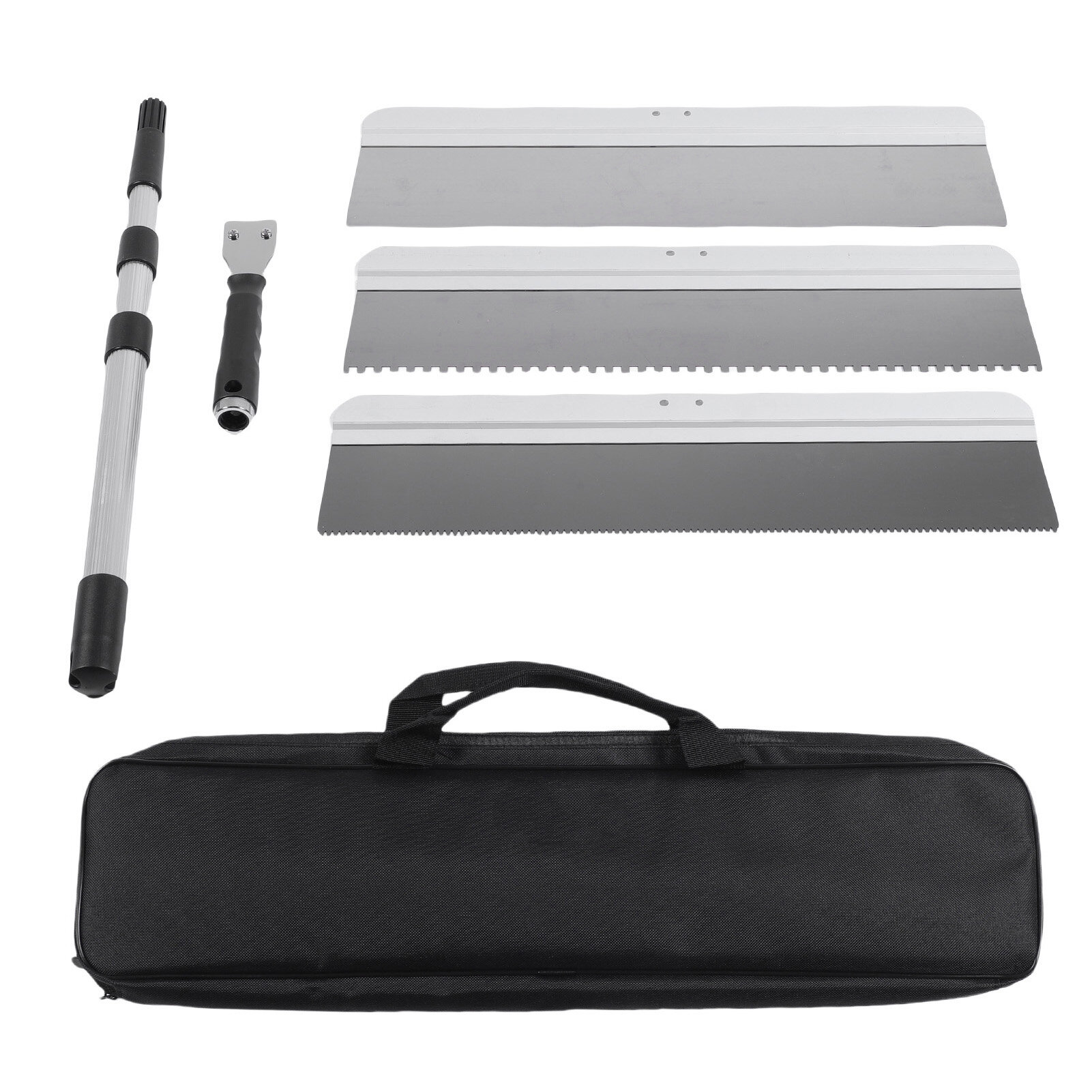 Инструмент для выравнивания цементных полов 20 дюймов, самовыравнивающийся шпатель для пола из нержавеющей стали с телескопической штангой.