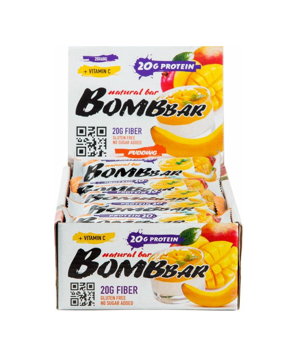 Протеиновый батончик BOMBBAR "Манго-банан", 60г, без сахара, 20 шт