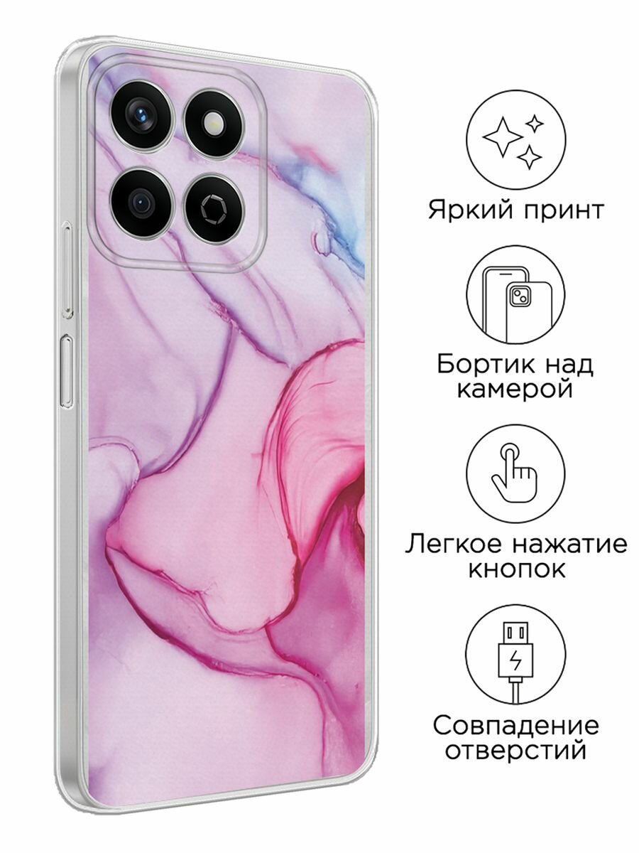 Чехол на Honor X7c / Хонор X7c с принтом "Розовые мраморные разводы" — фото 1