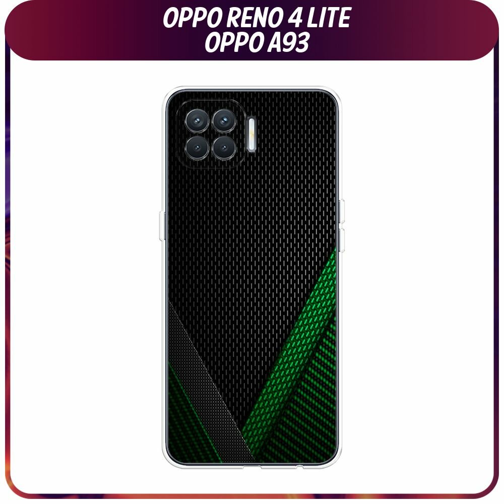 Чехол на Oppo Reno 4 Lite/A93 / Оппо Reno 4 Lite/А93 с принтом "Зеленый карбон"