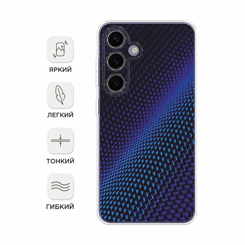 Чехол на Samsung Galaxy S24 Plus / Самсунг S24 Plus с принтом "Синий карбон" — фото 1