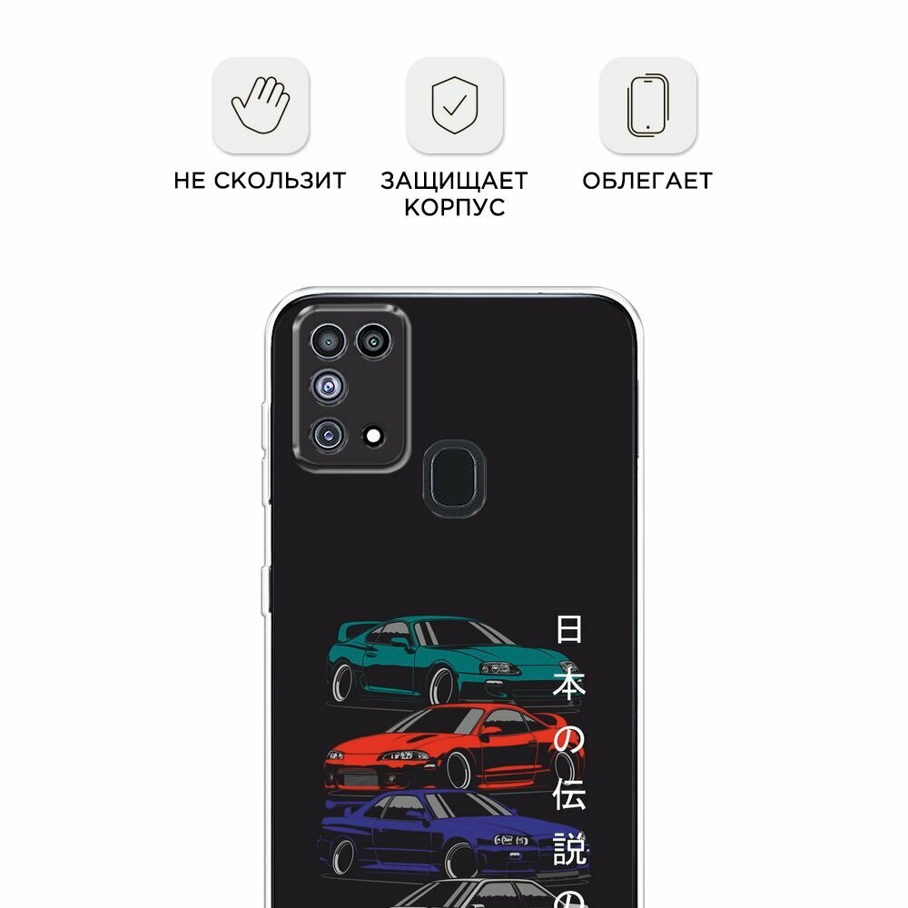 Чехол на Samsung Galaxy M31 / Самсунг Галакси М31 с принтом "JDM Legend cars" — фото 1