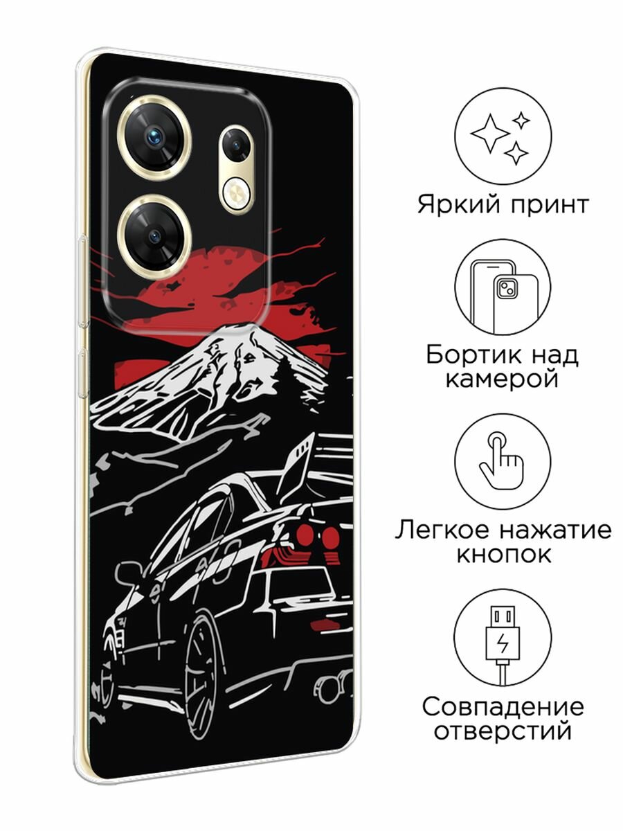 Чехол на Infinix Zero 30 4G / Инфиникс Зеро 30 4G с принтом "Машина в горах JDM" — фото 1