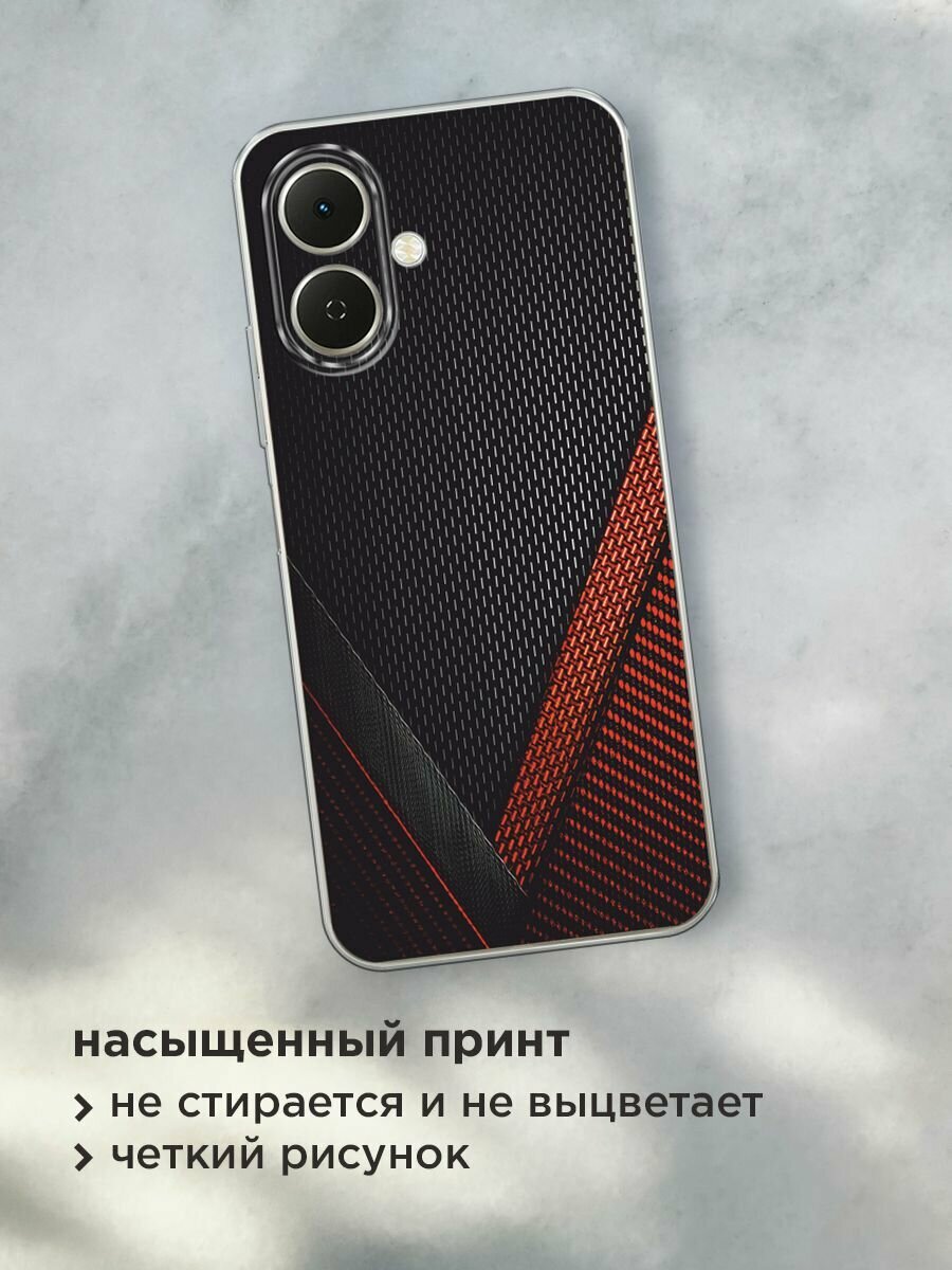 Чехол на Tecno Spark Go 2 / Текно Спарк Го 2 с принтом "Красный карбон" — фото 1