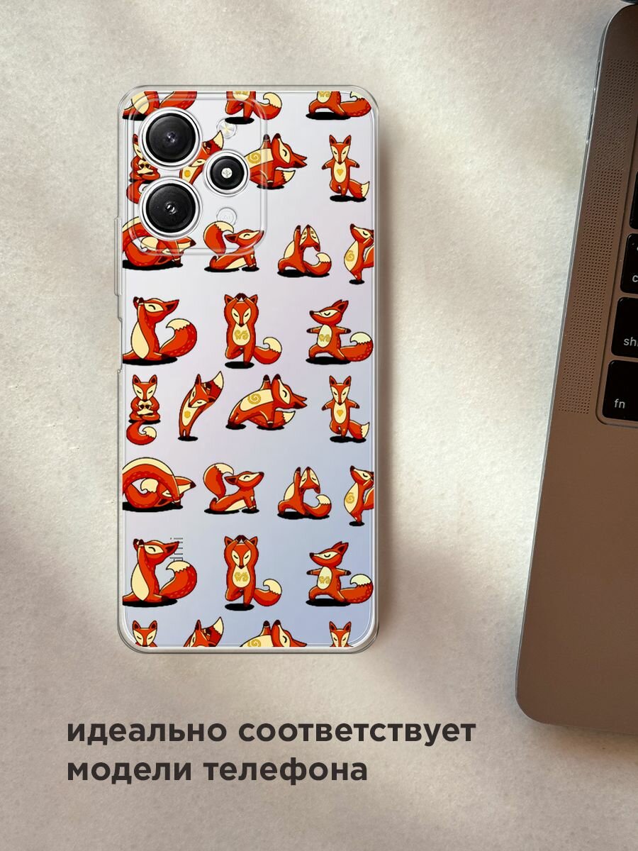 Чехол на Xiaomi Redmi 12 / Сяоми Редми 12 с принтом "Йога для лисы", прозрачный — фото 1