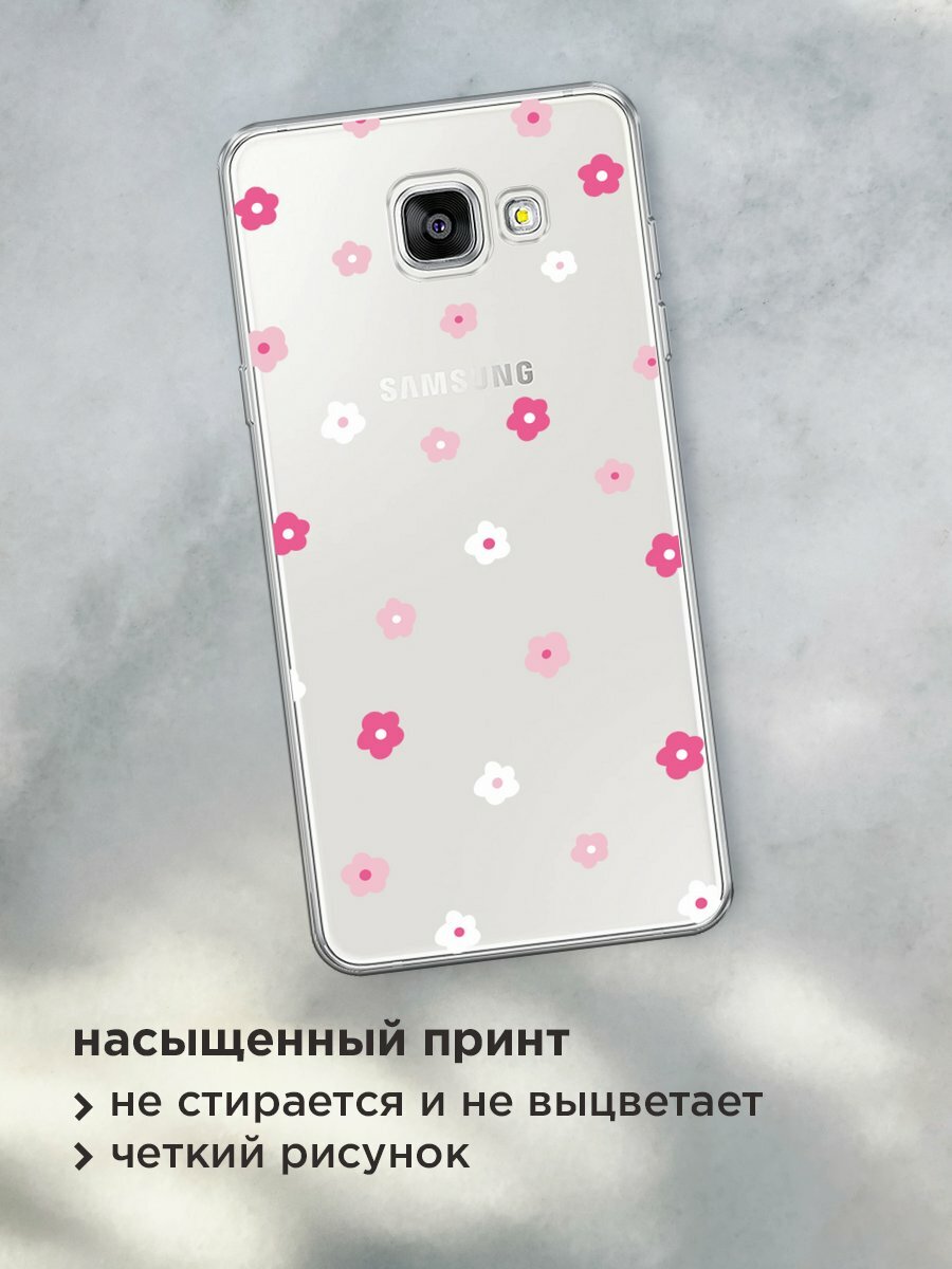 Чехол на Samsung Galaxy A5 2016 / Самсунг Галакси А5 2016 с принтом "Весенние цветочки рисунок", прозрачный — фото 1
