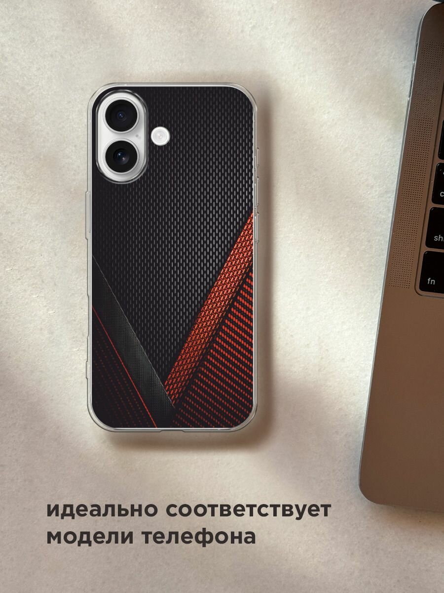 Чехол на Apple iPhone 17 / Айфон 17 с принтом "Красный карбон" — фото 1