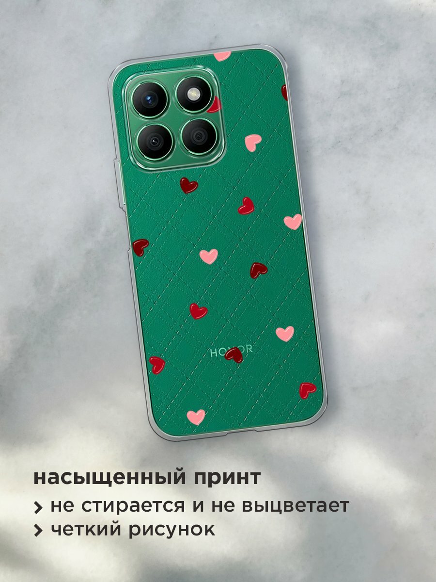 Чехол на Honor X8B / Хонор X8B с принтом "Бордовые сердечки 2" — фото 1