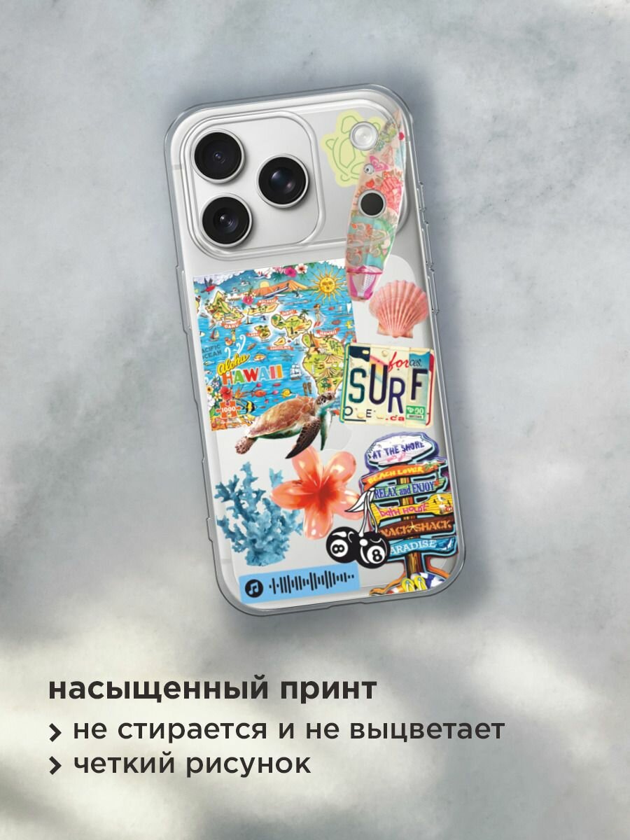 Чехол на Apple iPhone 17 Pro / Айфон 17 Про с принтом "Summer collage", прозрачный — фото 1