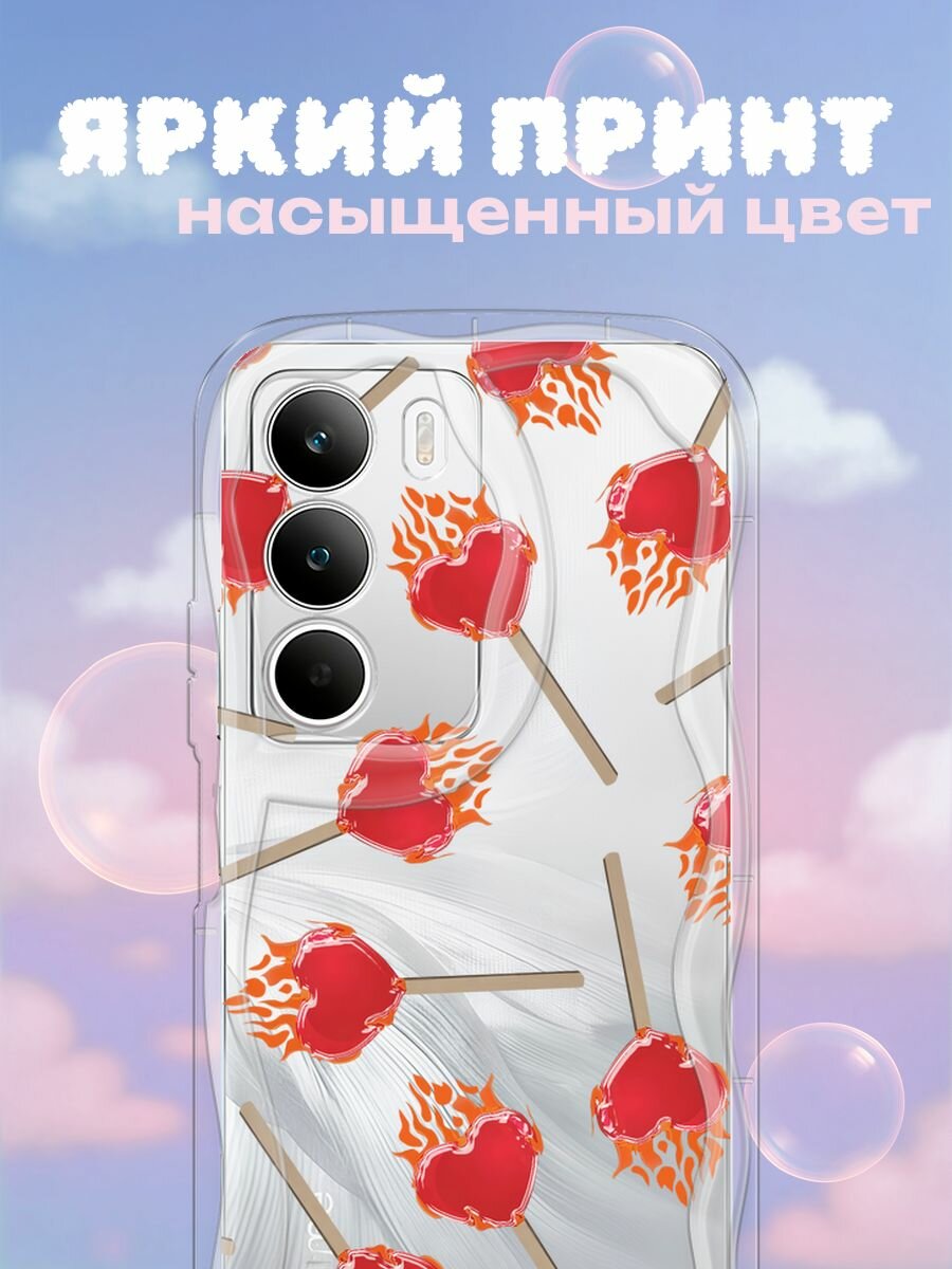 Чехол на Realme C71/P3 Lite 4G / Реалми С71/P3 Лайт 4G/P3 Лайт 4G с принтом Горящие леденцы 2 — фото 1