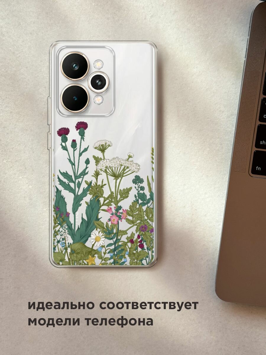 Чехол на Realme 15 Pro / Реалми 15 Про с принтом "Дикие полевые цветы", прозрачный — фото 1