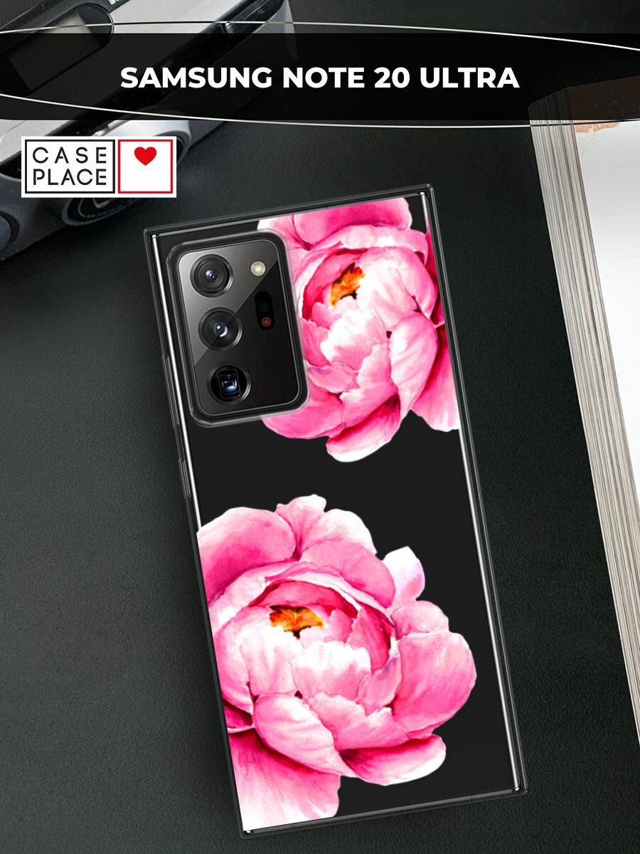 Чехол на Samsung Galaxy Note 20 Ultra / Самсунг Галакси Ноут 20 Ультра с принтом "Open peonies", прозрачный