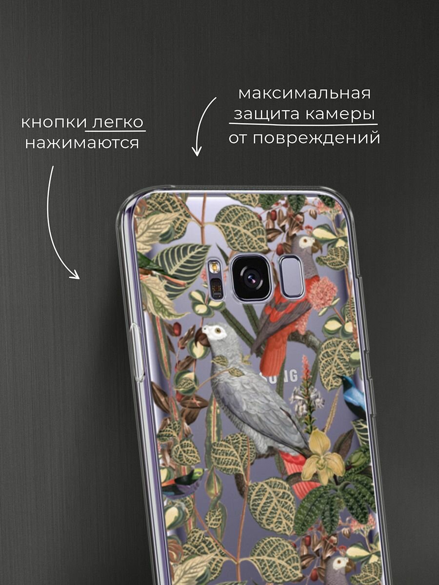 Чехол на Samsung Galaxy S8 + / Самсунг Галакси С8 Плюс с принтом "Tropical pattern", прозрачный — фото 1