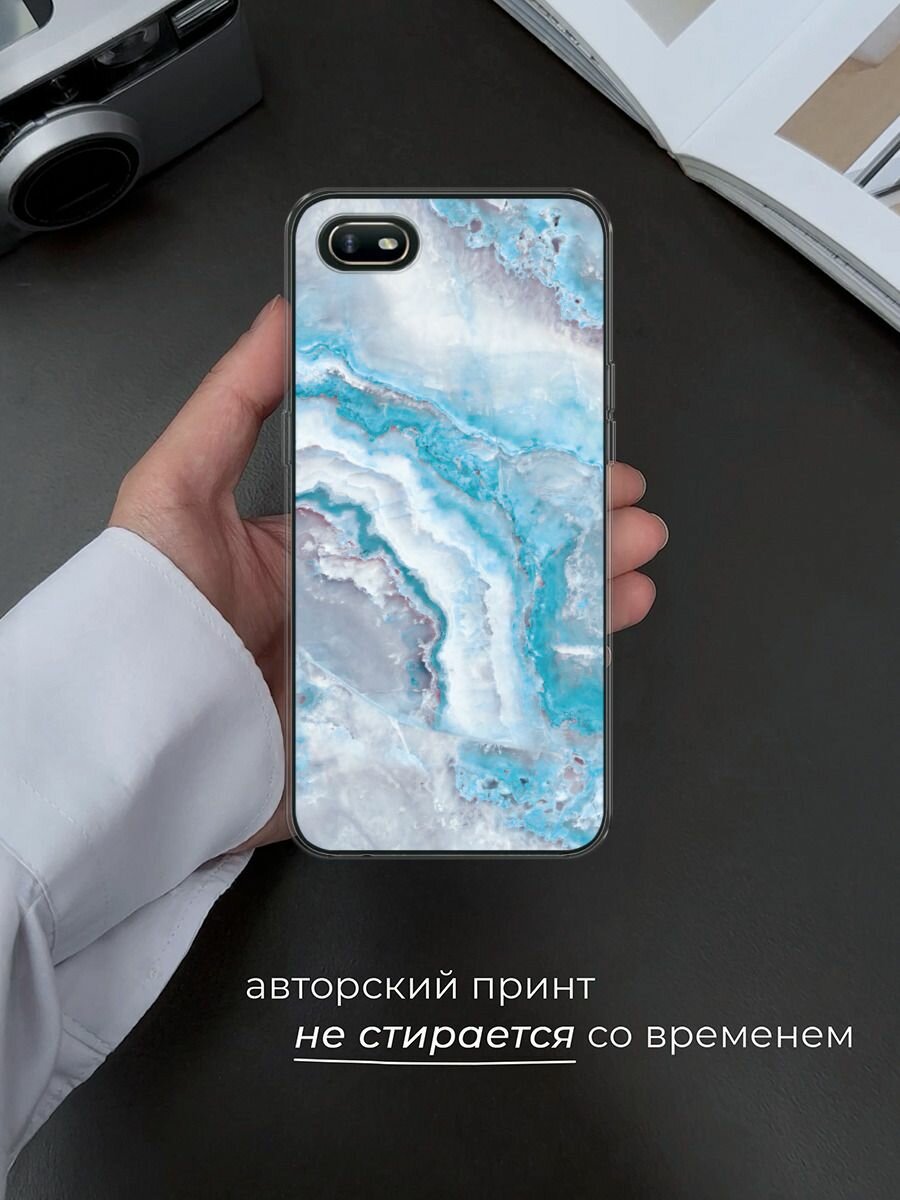 Чехол на Oppo A1k / Оппо А1к с принтом "Нежно-голубой мрамор" — фото 1