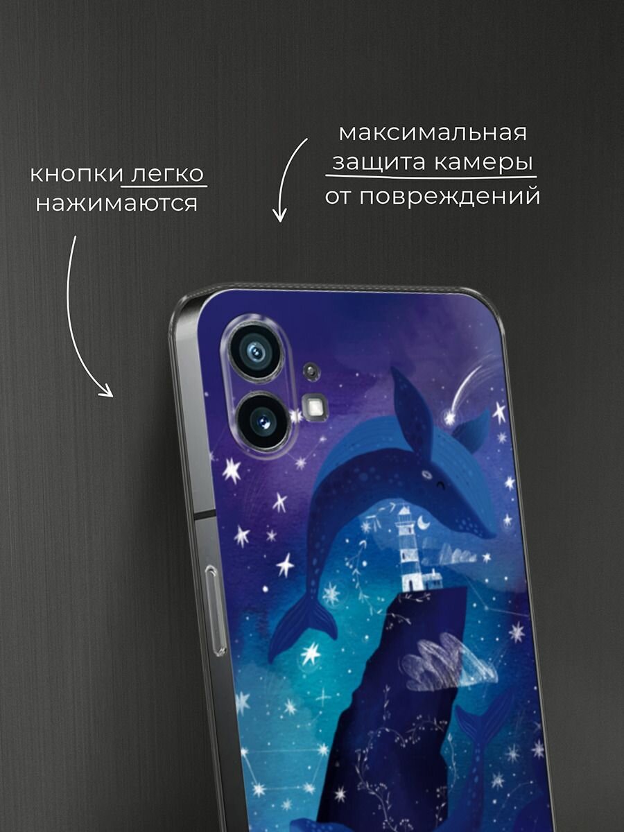 Чехол на Nothing Phone 1 / Нафинг Фон 1 с принтом "Ночные киты" — фото 1