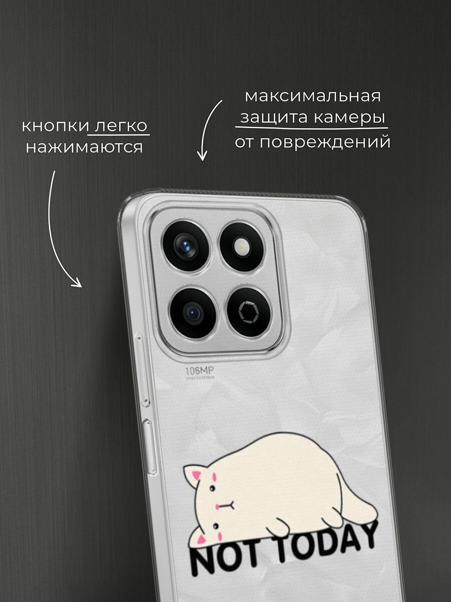 Чехол на Honor X7c / Хонор X7c с принтом "Cat not today", прозрачный — фото 1