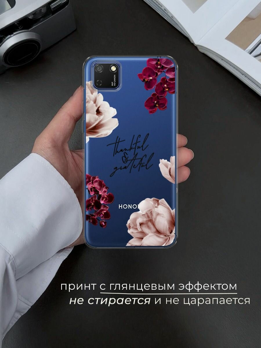 Чехол на Honor 9S/Huawei Y5p / Хонор 9S/Хуавей Y5p с принтом "Надпись в цветах" — фото 1