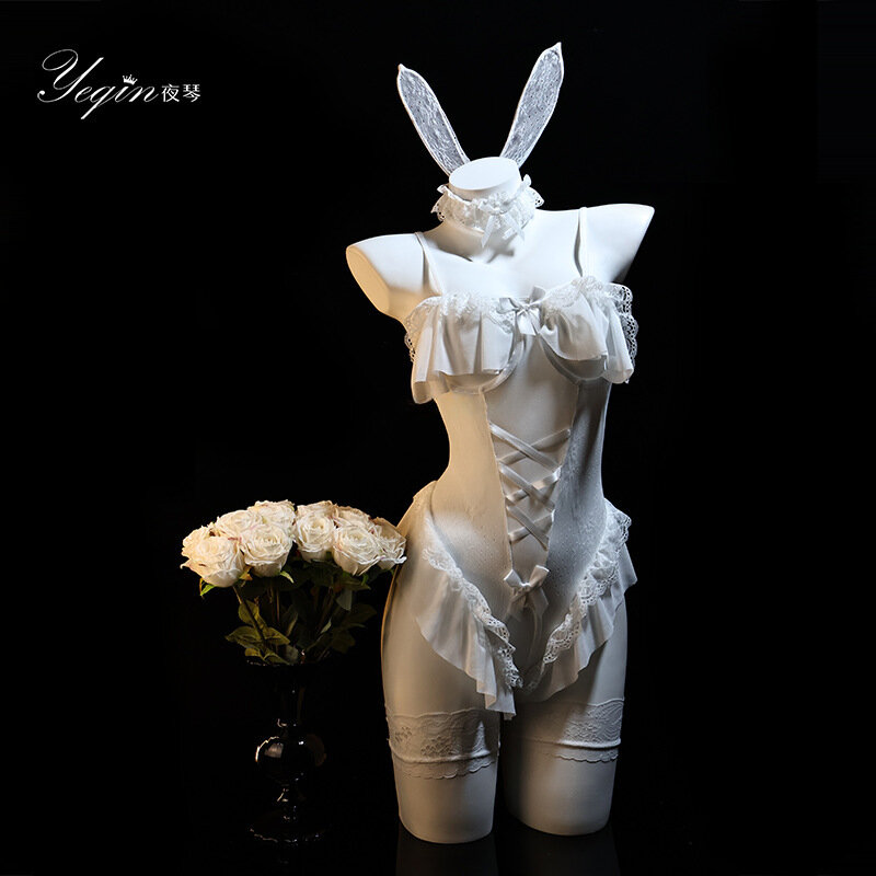 Нижнее белье Bunny Girl, соблазнительная форма, открытый промежность, несъемный облегающий боди для косплея, маленькая грудь, сексуальный пояс для живота, женское 7599