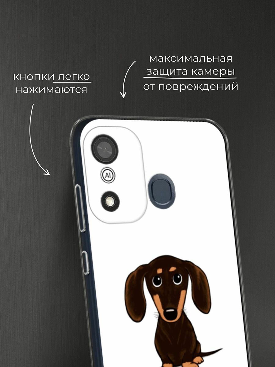 Силиконовый чехол на Itel A27 / Ител А27 с принтом "Маленькая такса" — фото 1