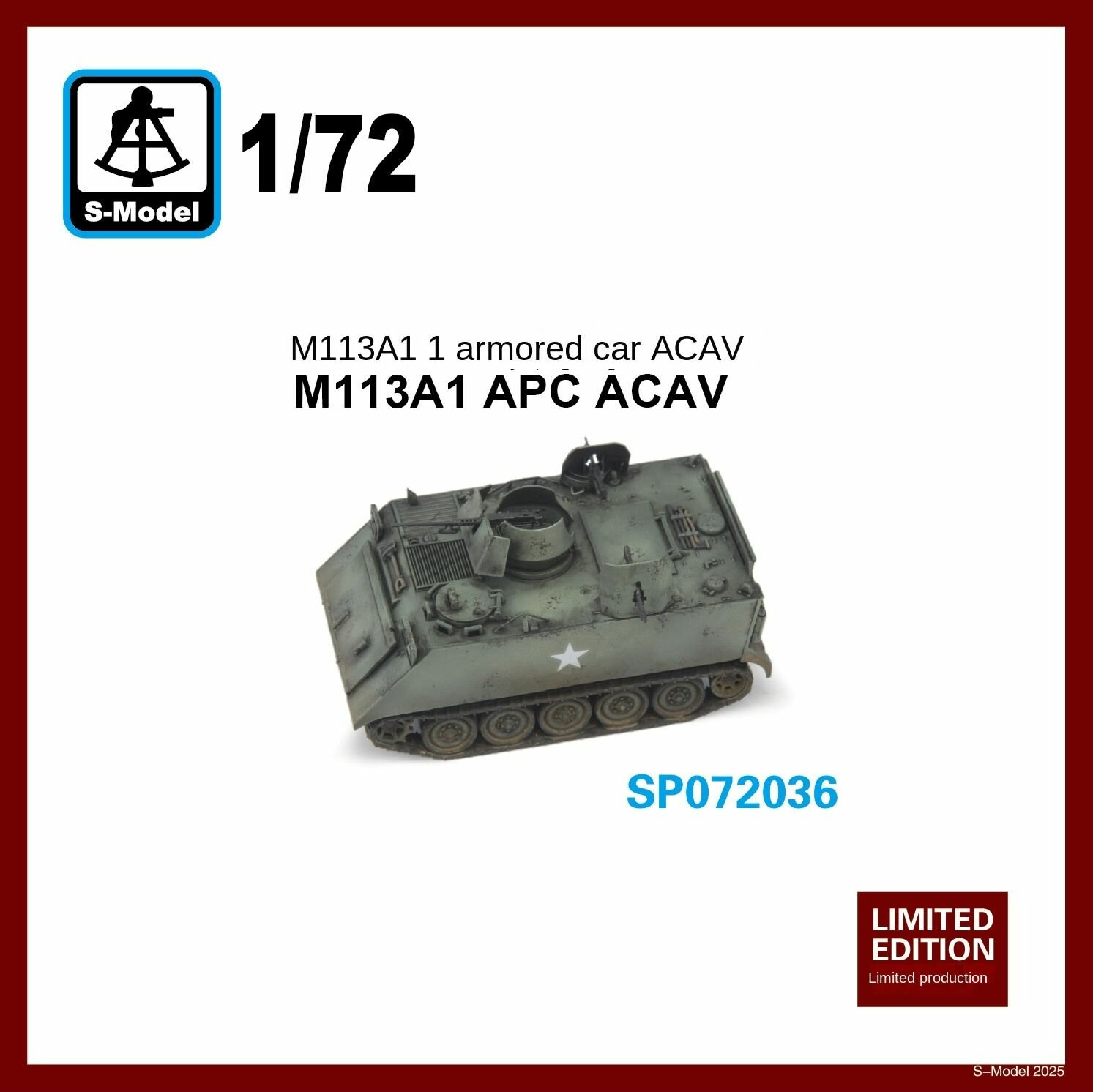 S-model SP072036 1/72 M113A1 APC ACAV 1pcs 3D-печать сборная модель танка